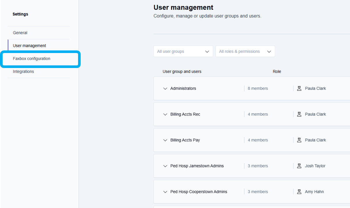 Add fax numbers to a faxbox