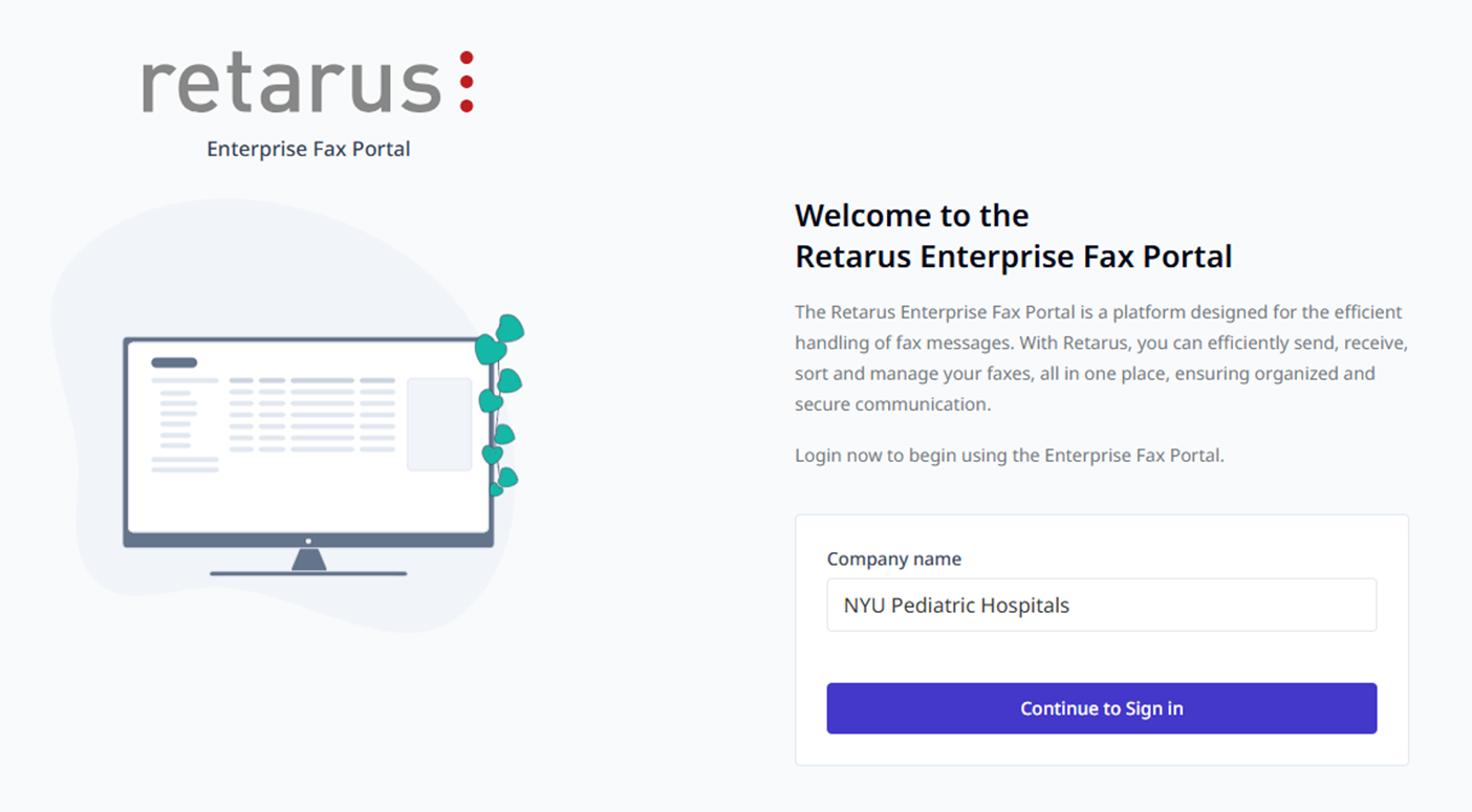 Sign in to the Retarus Enterprise Fax Portal