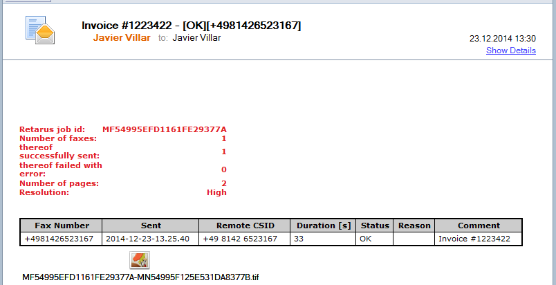 Sending faxes with Email-to-Fax
