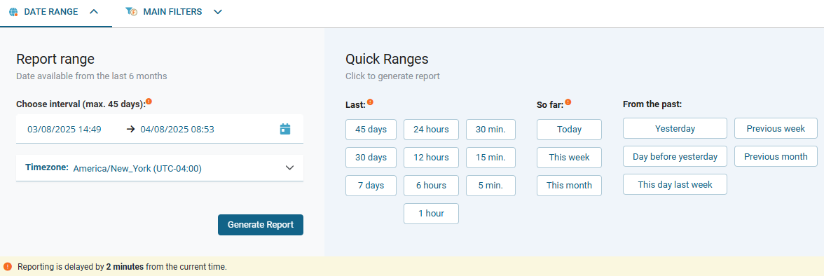 Configure timezones and date ranges