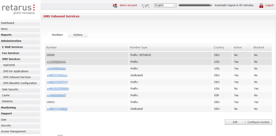Configuring SMS Inbound in the EAS portal