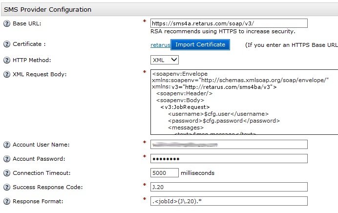 RSA: SMS Token Setup for Authentication Manager