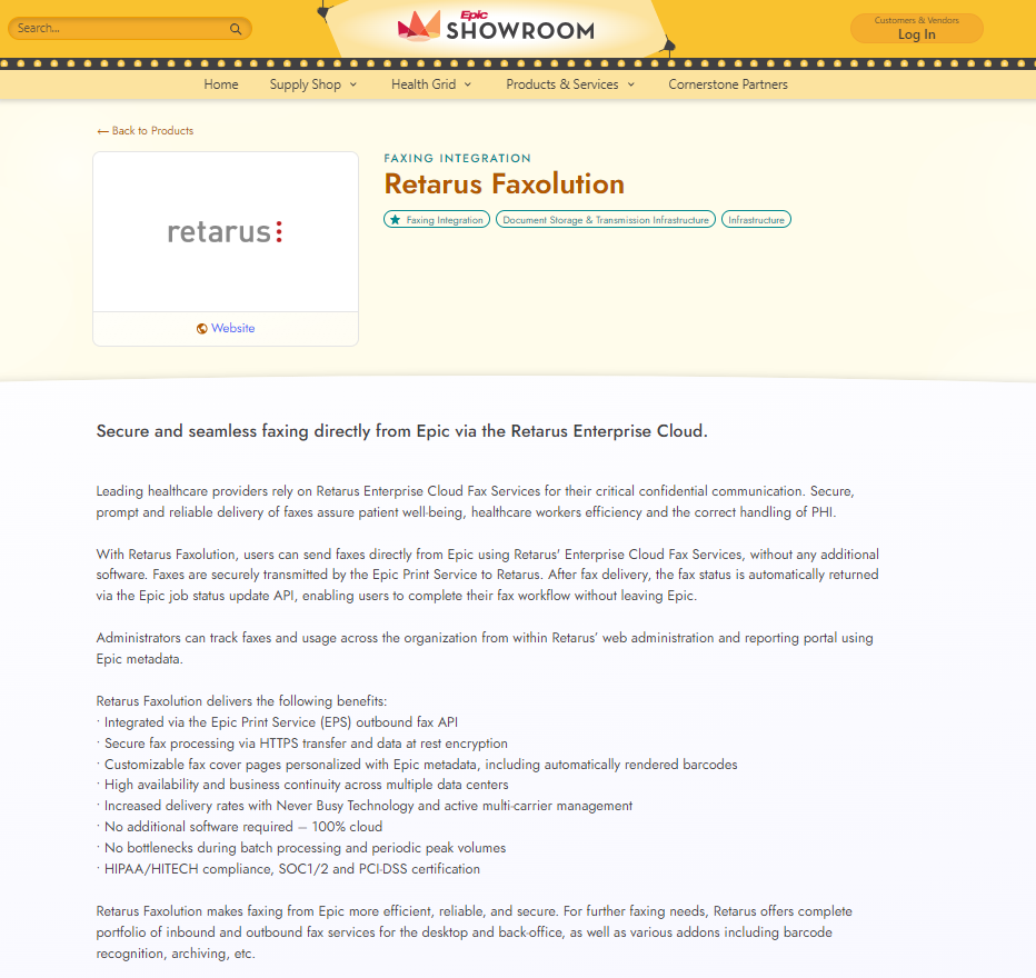 Epic: Setting up the Retarus Cloud Fax Connector